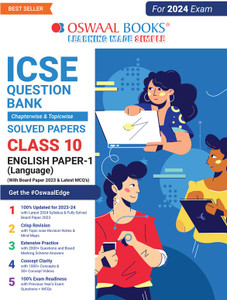 Oswaal ICSE Question Bank Class 10 English Paper-1 Language Book (For 2024 Board Exams): Buy ...