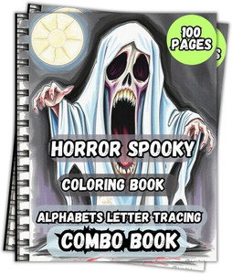 Horror Spooky Ghost Coloring and ABC Letters Tracing Book Combo 100 ...
