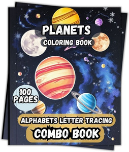 Planets Coloring Book with English Letters Tracing Combo Book 100 Pages ...