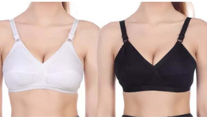 Gloflo premium-Cotton-combo pack of 2 daily use bra for girl and women Women Full Coverage Non ...