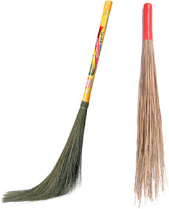 Hari Ram Gulab Rai Floor Brooms Combo | Bamboo Coconut Fibre Seek Jhadu + Phool Jhadu for Home ...