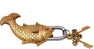BRASS BLESSING FISH Type Home Garden Brass Padlock -Lock with Keys - WORKING TRICKY LOCK (5052 ...
