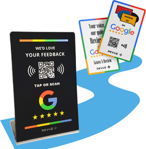 REVUZ Google Review Card & Standee with NFC and QR | Tap or Scan | Self Setup (Combo) Card ...