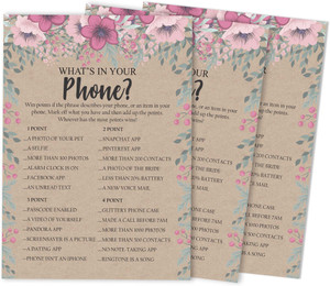 Inkdotpot Floral Whats On Your Phone Bridal Shower Game Bachelorette ...