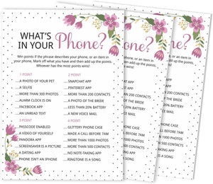 Inkdotpot 50-Pack Floral Whats On Your Phone Bridal Shower Game ...