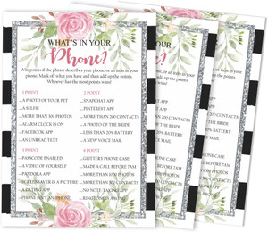 Inkdotpot Floral Whats On Your Phone Bridal Shower Game Bachelorette ...