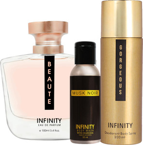 INFINITY Beaute EDP Perfume 100ml, Gorgeous Deo Body Spray 200ml,Musk Noir Body Wash 50ml Price ...