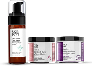 Skin Pot Co Skin Exfoliation & Brightening Shower Kit (Body Butter, Body Polish, Facewash) Price ...