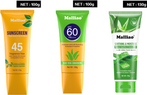 Malliao BEEMALIAO Green Tea Sunscreen SPF 45 PA+++ & Aloe Vera Sunscreen SPF 60 PA+++ & Aloe ...