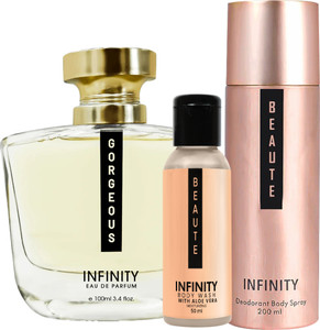 INFINITY Gorgeous EDP Perfume 100ml, Beaute Deo Body Spray 200ml, Beaute Body Wash 50ml Price in ...