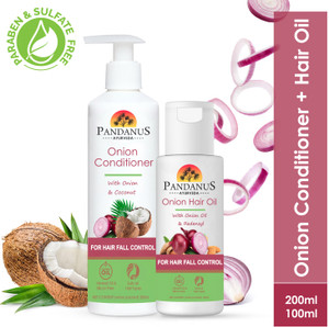 Pandanus Anti Hair Fall Spa Range With Onion Hair Oil + Onion Conditioner For Hair Fall Control ...
