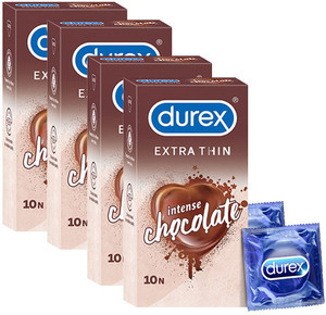 DUREX Extra Thin Intense Chocolate Flavoured Condoms For Men - 10s Pack of 4 Condom Price in ...