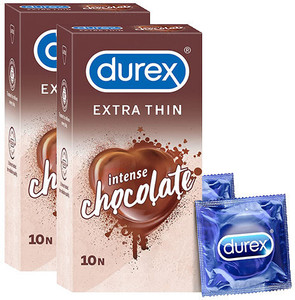 DUREX Extra Thin Intense Chocolate Flavoured Condoms For Men - 10s Pack of 2 Condom Price in ...