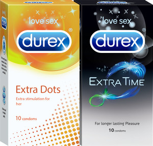 DUREX Extra Dots 10s, Extra Time 10s Pleasure Packs Condom Price in India - Buy DUREX Extra Dots ...