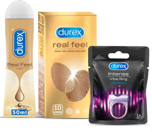DUREX Extra Pleasure Packs (Rea Feel condom , Real Feel Lubericate & Intense Vibe Ring Condom ...