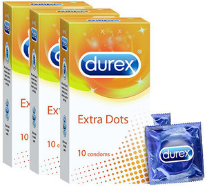 DUREX Extra Dotted Condoms for Men - 10 Count Pack of 3 Condom Price in India - Buy DUREX Extra ...