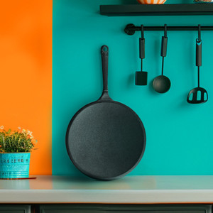 Roca Cast Iron Roti Tawa 26 cm, NON-STICK | 100% NATURAL | PRE-SEASONED, Europa Model Cookware ...