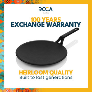 Roca Cast Iron Roti Tawa 26 cm, NON-STICK | 100% NATURAL | PRE-SEASONED, VI Model Cookware Set ...