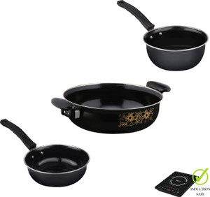 cookpro Induction Non-Stick Cookware Set (3Pcs) - Kadhai, Saucepan & Tadkapan | Induction Bottom ...