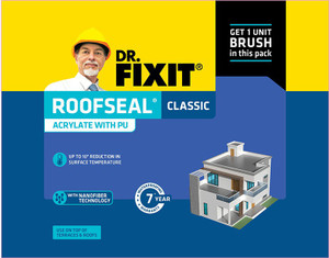 Dr. Fixit Roofseal Classic With Brush 1 Liter, No dilution, Terrace Waterproofing Coating Crack ...