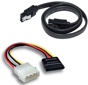 JDS PREMIUM Power Sharing Cable 0.15 m SATA (Sata 3) Data Cable with Locking Latch + 4 Pin Molex ...