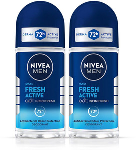 NIVEA Fresh Active Combo, Antibacterial 72h Protection, 0% Alcohol, Ocean Extracts Deodorant ...