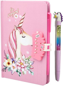 ssb Unicorn Lock Diary for Girls with Glitter pen A5 Diary Rules 80 Pages Price in India - Buy ...
