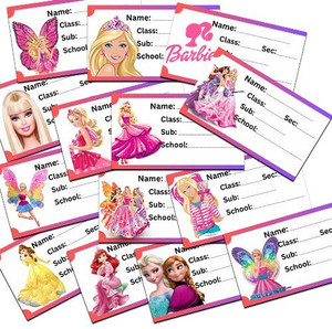 RINKON School Notebook Labels Barbie (Count 30) School Name Stickers ...