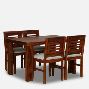 JeenWood Acropolis Solid Wood 4 Seater Dining Set In Honey Oak Finish Solid Wood 4 Seater Dining ...