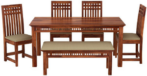 Wakeup India Axel Dining Table Set with 6 Seater|Sheesham Wood | 4 Chairs with Table Solid Wood ...