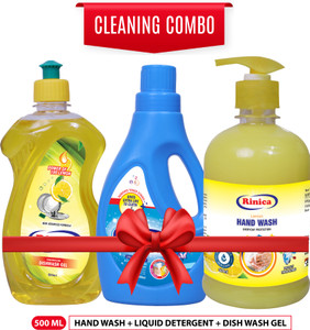 Rinica Dish wash Gel Liquid Detergent Herbal Hand wash (500ml x 3 COMBO PACK) Dish Cleaning Gel ...
