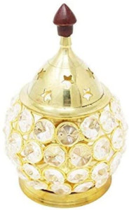 FALAK ENTERPRISES Crystal Brass Matki Shape Akhand Diya for Puja| Aarti Diya/Deepak for Home ...
