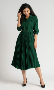 AASK Women Pleated Green Midi Calf Length Dress Buy AASK Women Pleated Green Midi Calf Length