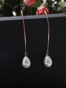 Flipkart.com - Buy DIAVO Silver Streamline Long 925 Silver Earrings with Flowing Freshwater ...