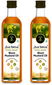 Jiva Tattva Natural Crushed Black Mustard Oil For Cooking Sarso Tel Combo Pack Mustard Oil ...