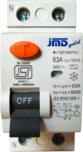 jmD Gold RCCB Double Pole 63 AMP/100MA 240 V Residual Current Circuit Breaker ISI Mark JMD002 ...