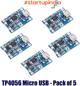 Robo Pixel TP4056 Micro USB 5V 1A 18650 L-ion Battery Charging Module-Pack of 5 Electronic ...
