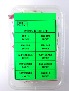 FaithElectro Diode Kit Box 120 pcs 10 Types Rectifier Zener Small Signal & Schottky Diodes ...