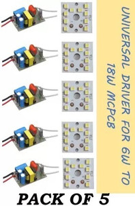 StrawHat PACK OF 5 Raw Material For Led Bulb MCPCB 9W WHITE LED WITH