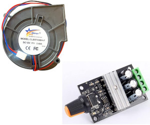 DHRUV-PRO CLB9733BH DC12V 2.40A 4500 RPM 3-Pin Air Blower Fan With 3A Speed Controller ...