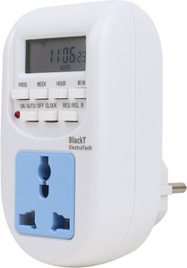 Blackt Electrotech 230V 24x7 Energy Saving Socket Type Digital Plastic Electronic Timer (White ...