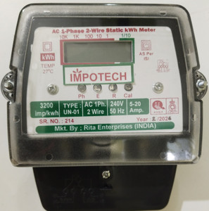 IMPOTECH AI-IMP-00002D Energy Meter , Sub Meter, Single Phase 2 Wire Electrical Meter Metal ...