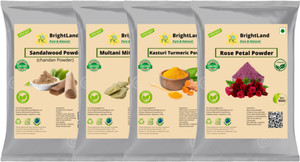 Brightland Sandalwood Face pack Multani mitti Kasturi Turmeric Rose powder 40gm each - Price in ...