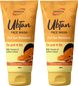 Nimson Tan Removal & Skin Brightening with turmeric & Saffron 60 ml (Pack of 2 ) Ubtan Face Wash ...
