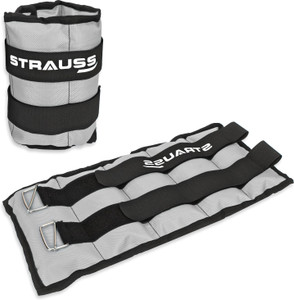 Strauss (2 Kg x 2) Ankle Weight | Wrist & Leg Weights Cuff, 2Kg Each, Pair Grey Ankle & Wrist ...