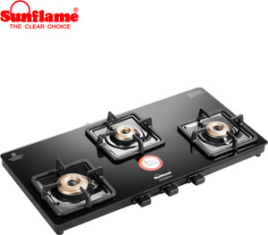 Sunflame 3 Burner Gas stove Solitaire Glass Manual Hob Price in India - Buy Sunflame 3 Burner ...