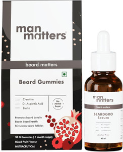 Man Matters Beard Oil In Serum & Beard Gummies Combo | Improves Beard Density & Nourishes Hair ...
