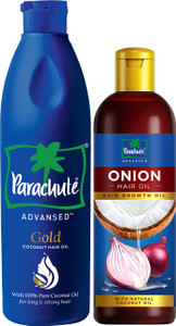 Parachute Advansed Onion Hair Growth Oil, Reduces hairfall & Gold Coconut Hair Oil - Price in ...