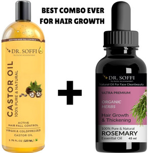 DR SOFFI Cold Pressed 100% Pure Castor Oil and Rosemary Essential oil For Hair Growth Hair Oil ...