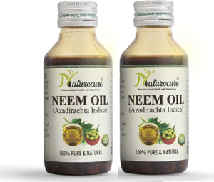 Naturocure Neem Oil for Hair & Skin Remove pimples fungal infection skin Pack of 2 200 ML Hair ...